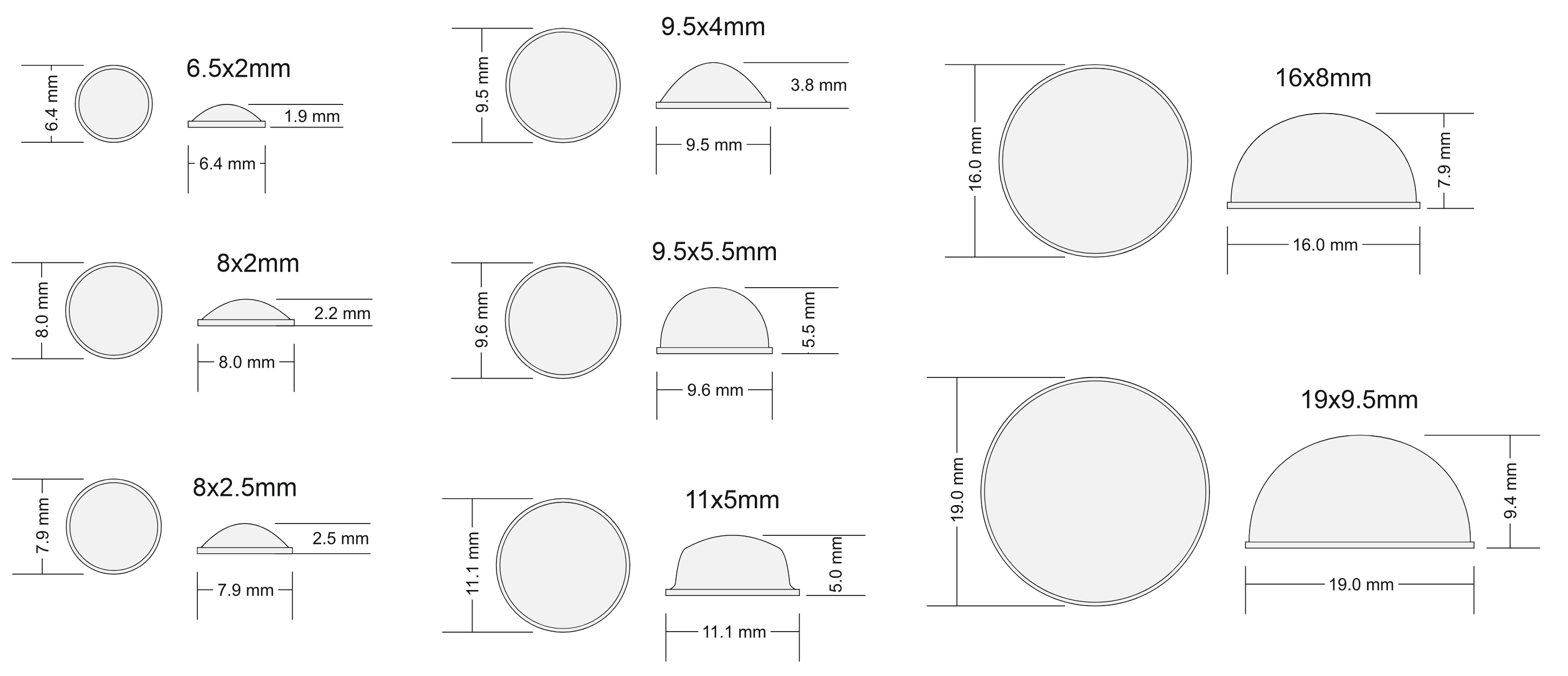 Hemispherical Domed Self Adhesive Rubber Feet UK Stock Free Postage | eBay