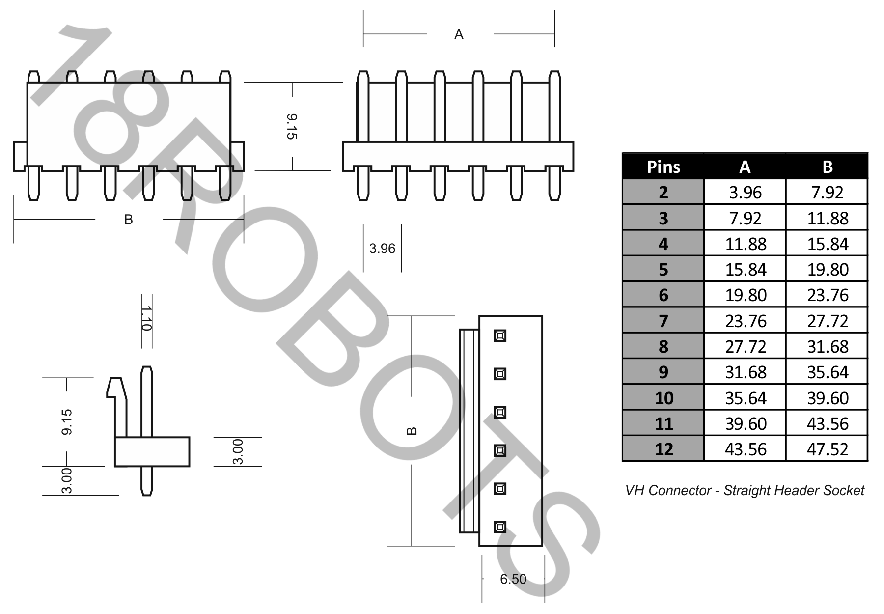 VH 3.96mm Connector PCB Header Socket (2-12 Pin) (JST VH Style) | eBay